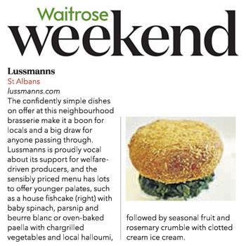 Waitrose Weekend features Lussmanns - Lussmanns Brasseries